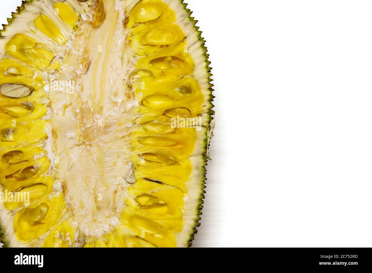 yellow color of half piece ripe jackfruit with white backgrounds Stock ...