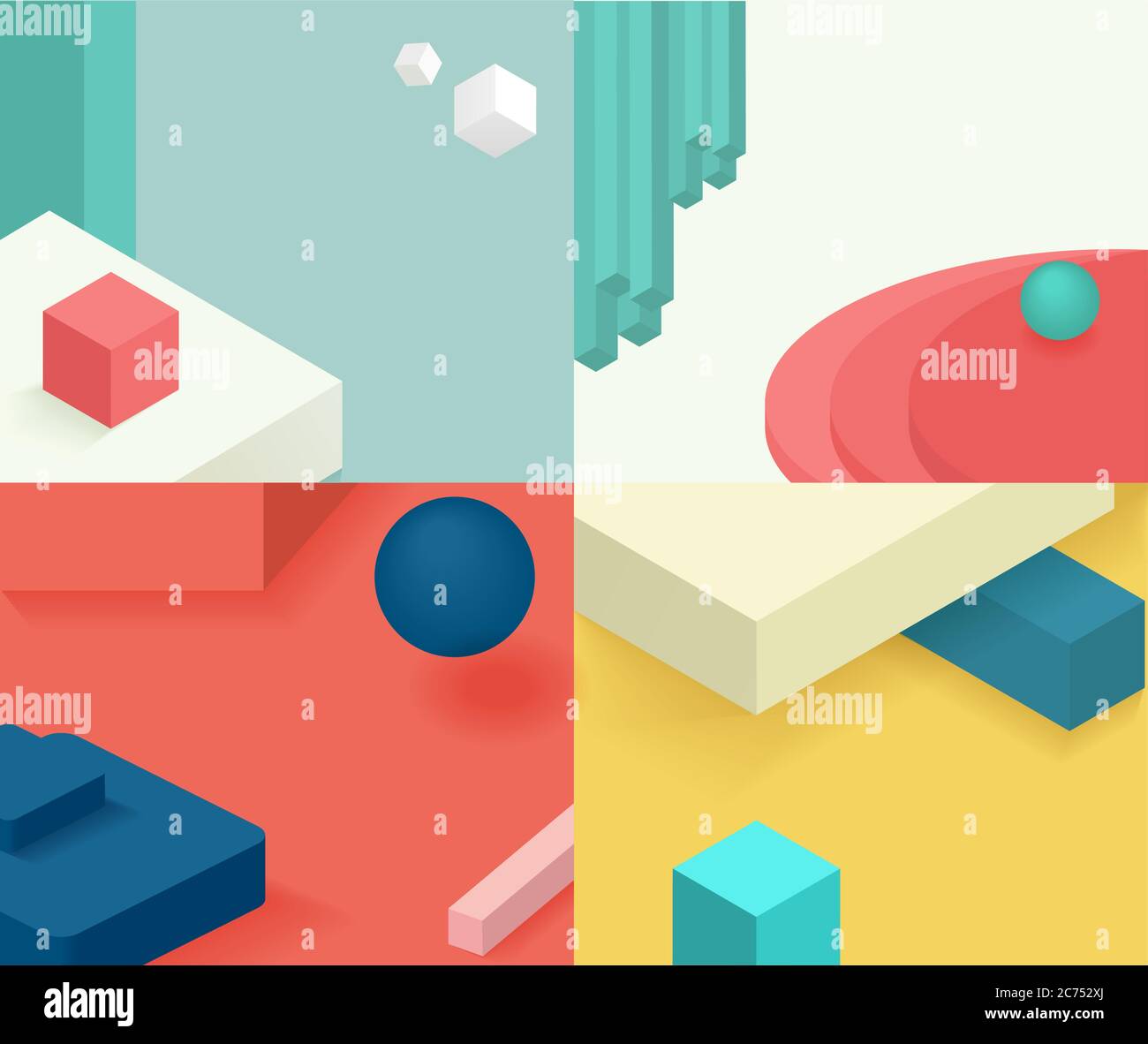 Isometric template cover design. Geometry simple design with various ...