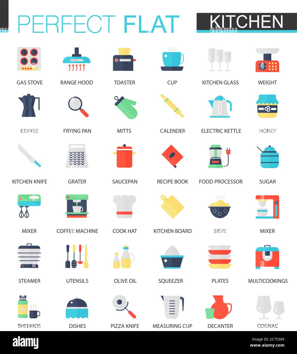 Vector set of flat Kitchen icons isolated Stock Vector Image & Art - Alamy
