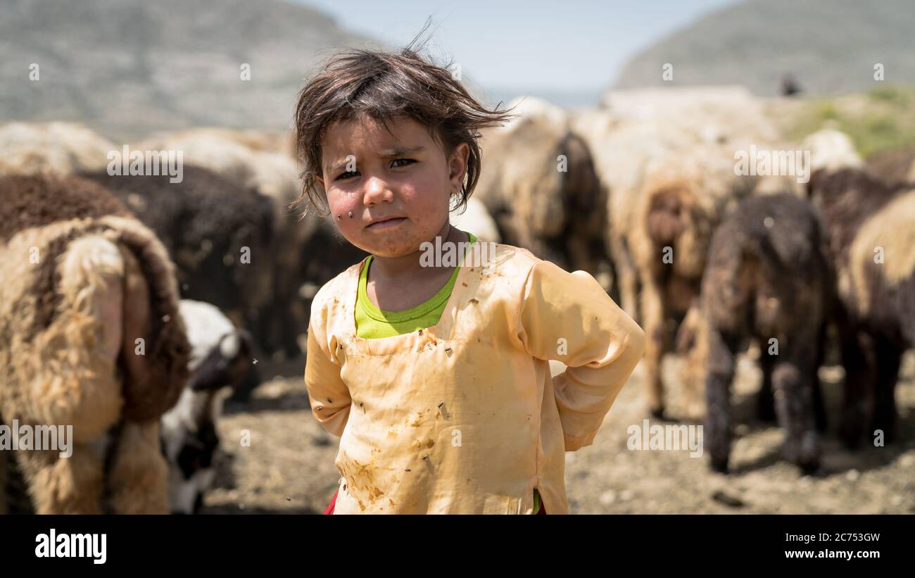 Shiraz, Iran - May 2019: Portrait of Qashqai Turkish girl with a group ...