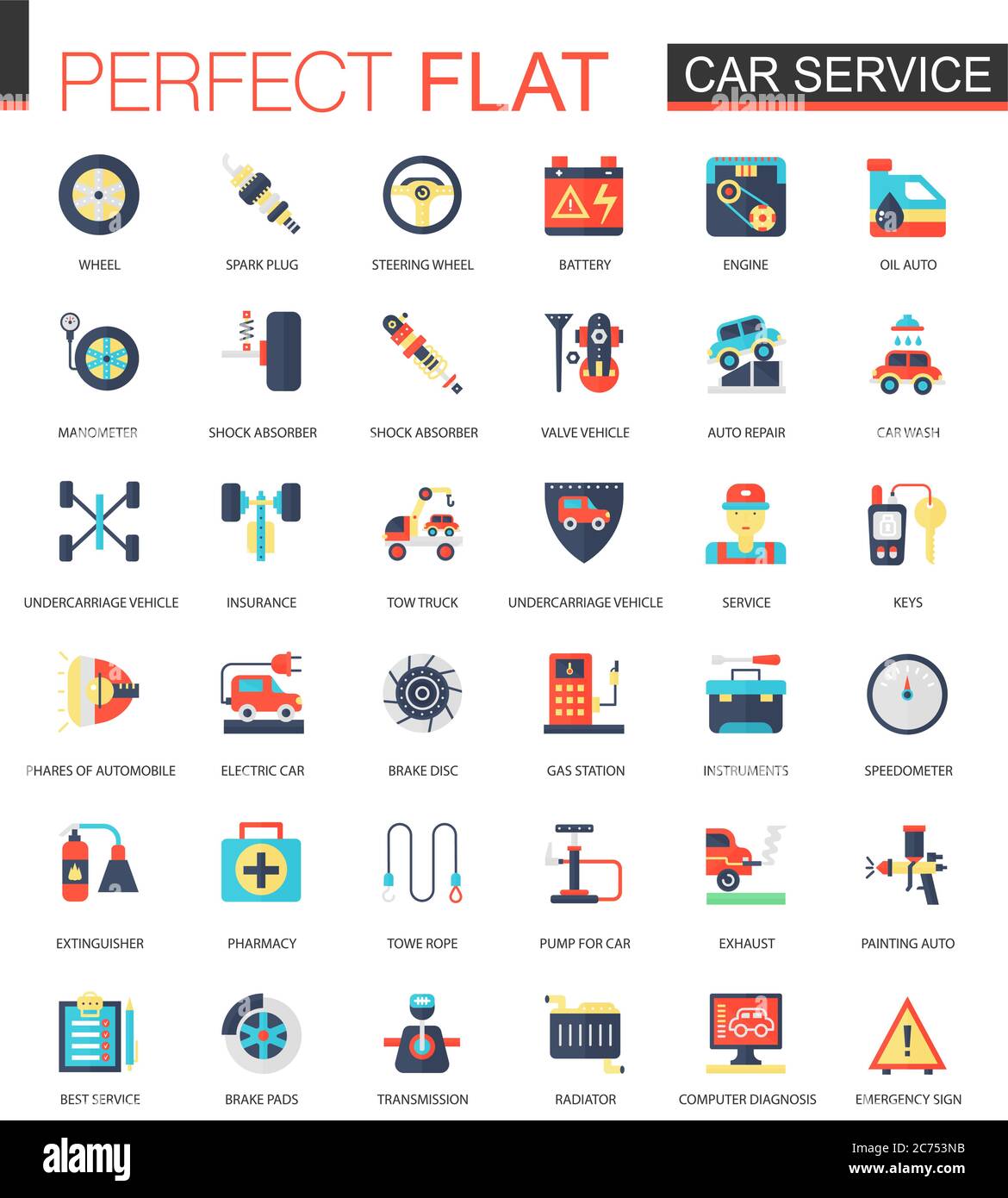 Car service vector complex flat icon concept. Web infographic design ...