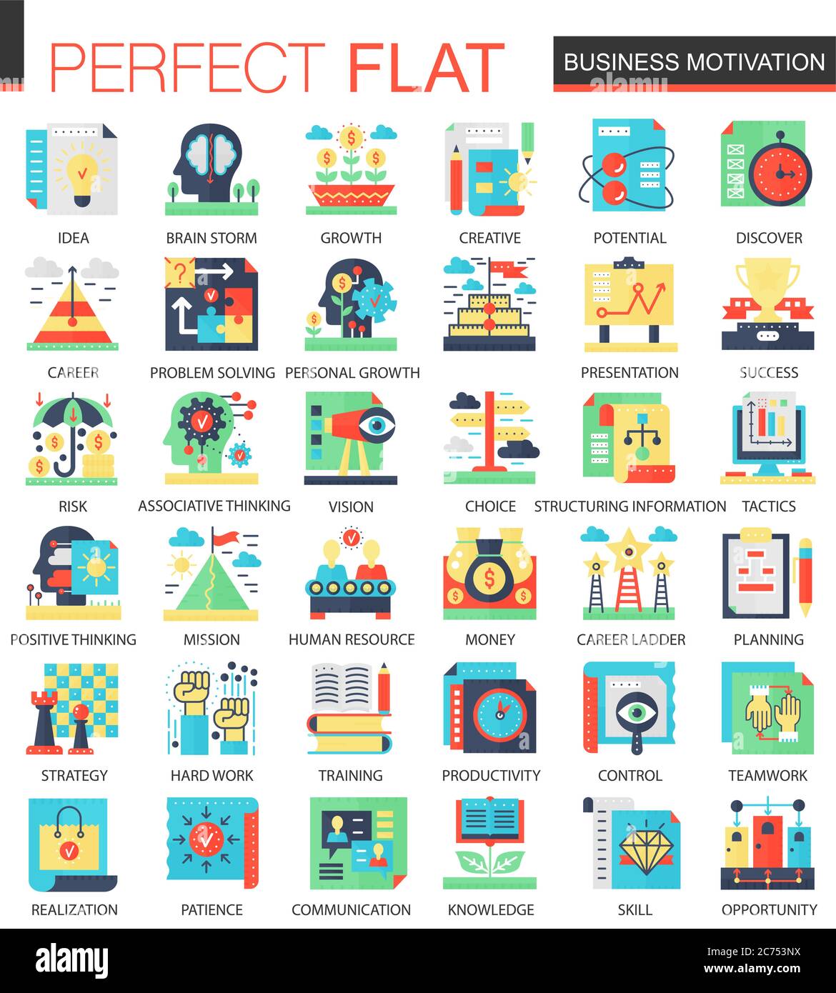 Vector Business motivation complex flat icon concept. Web infographic ...