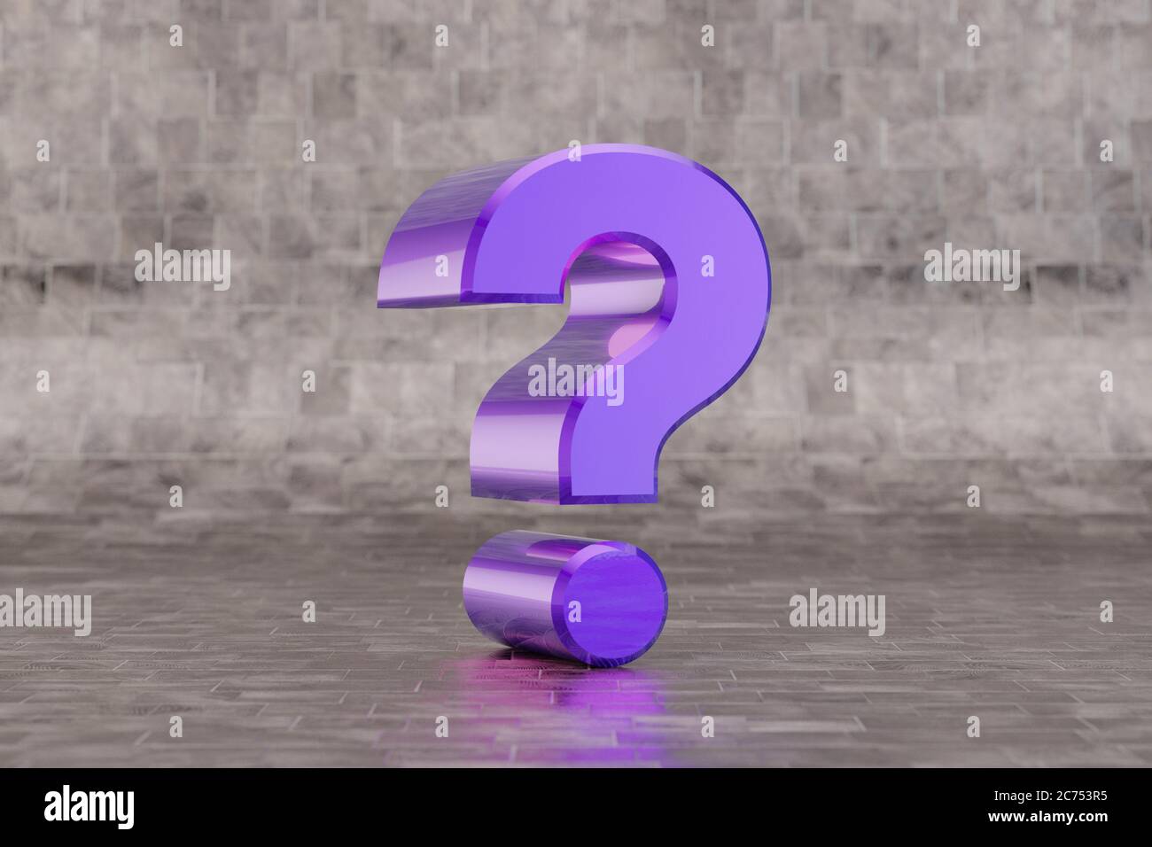 Violet 3d question symbol. Glossy indigo sign on tile background ...