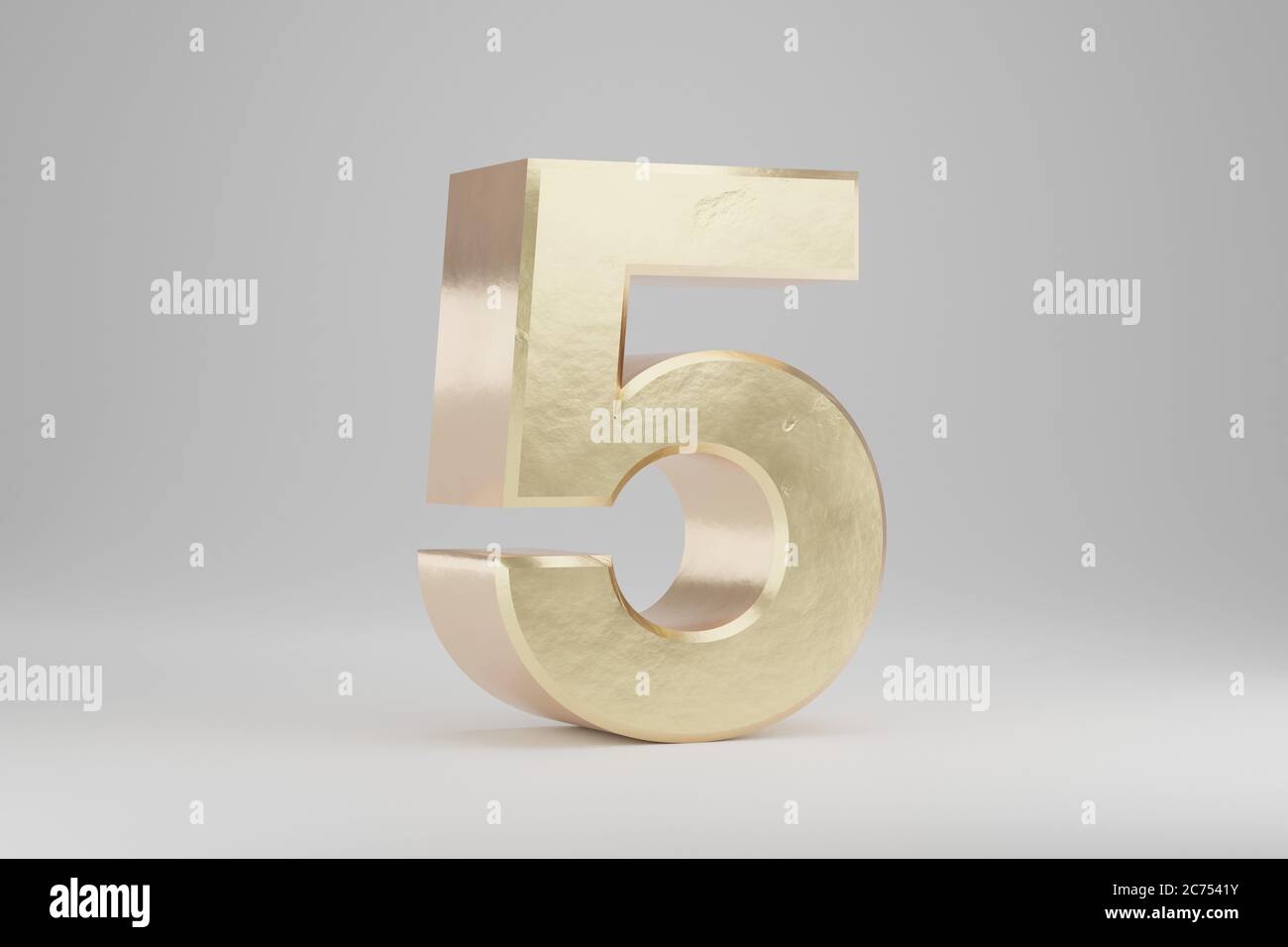 Gold 3d number 5. Golden number isolated on white background. Golden ...