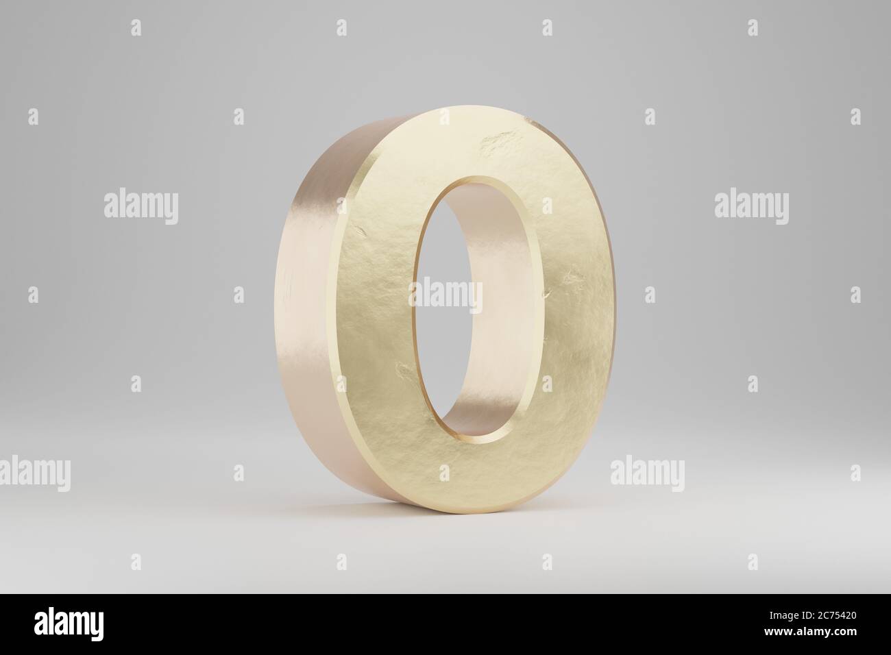 Gold 3d number 0. Golden number isolated on white background. Golden ...