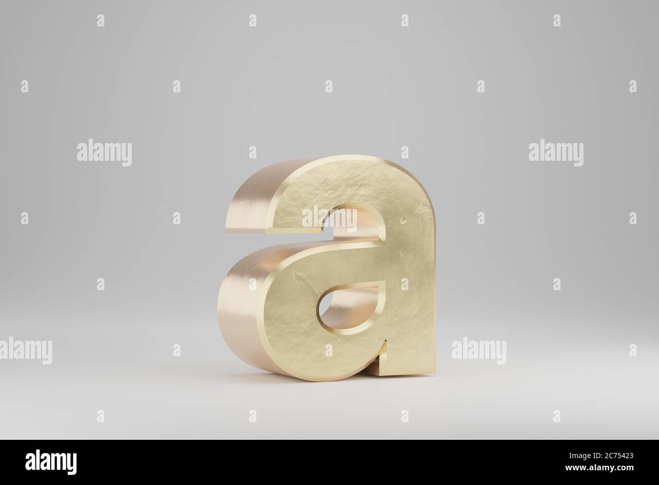 Gold 3d letter A lowercase. Golden letter isolated on white background ...