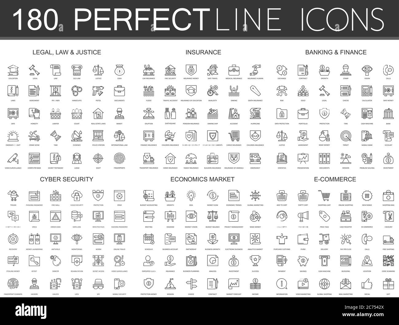 180 modern thin line icons set of legal, law and justice, insurance ... 180 modern thin line icons set of legal, law and justice, insurance ...