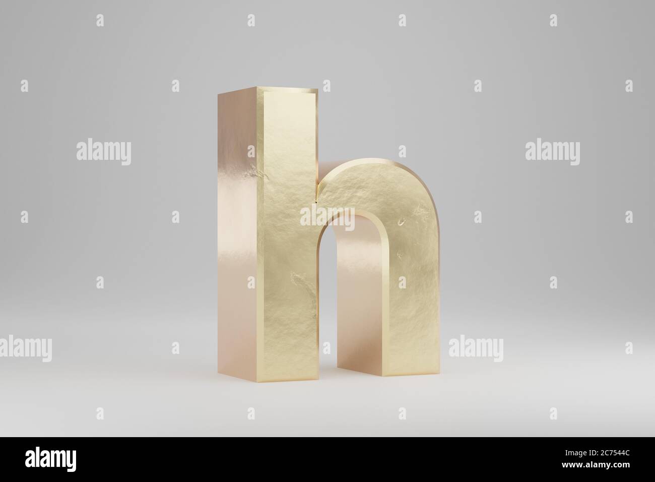 Gold 3d letter H lowercase. Golden letter isolated on white background ...