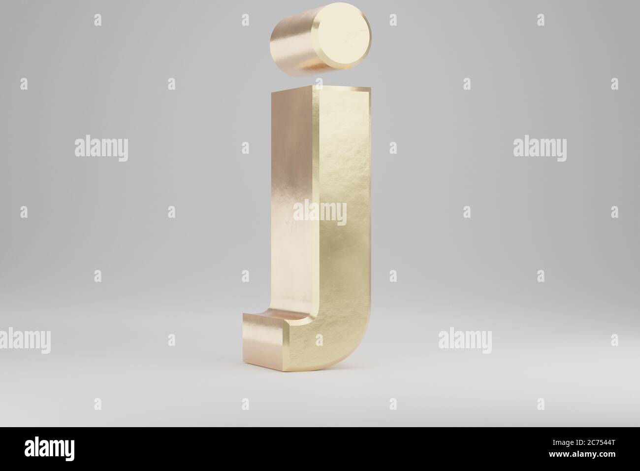 Gold 3d letter J lowercase. Golden letter isolated on white background ...