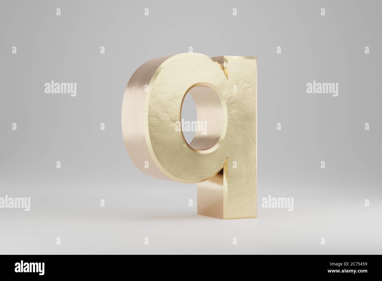 Gold 3d letter Q lowercase. Golden letter isolated on white background ...