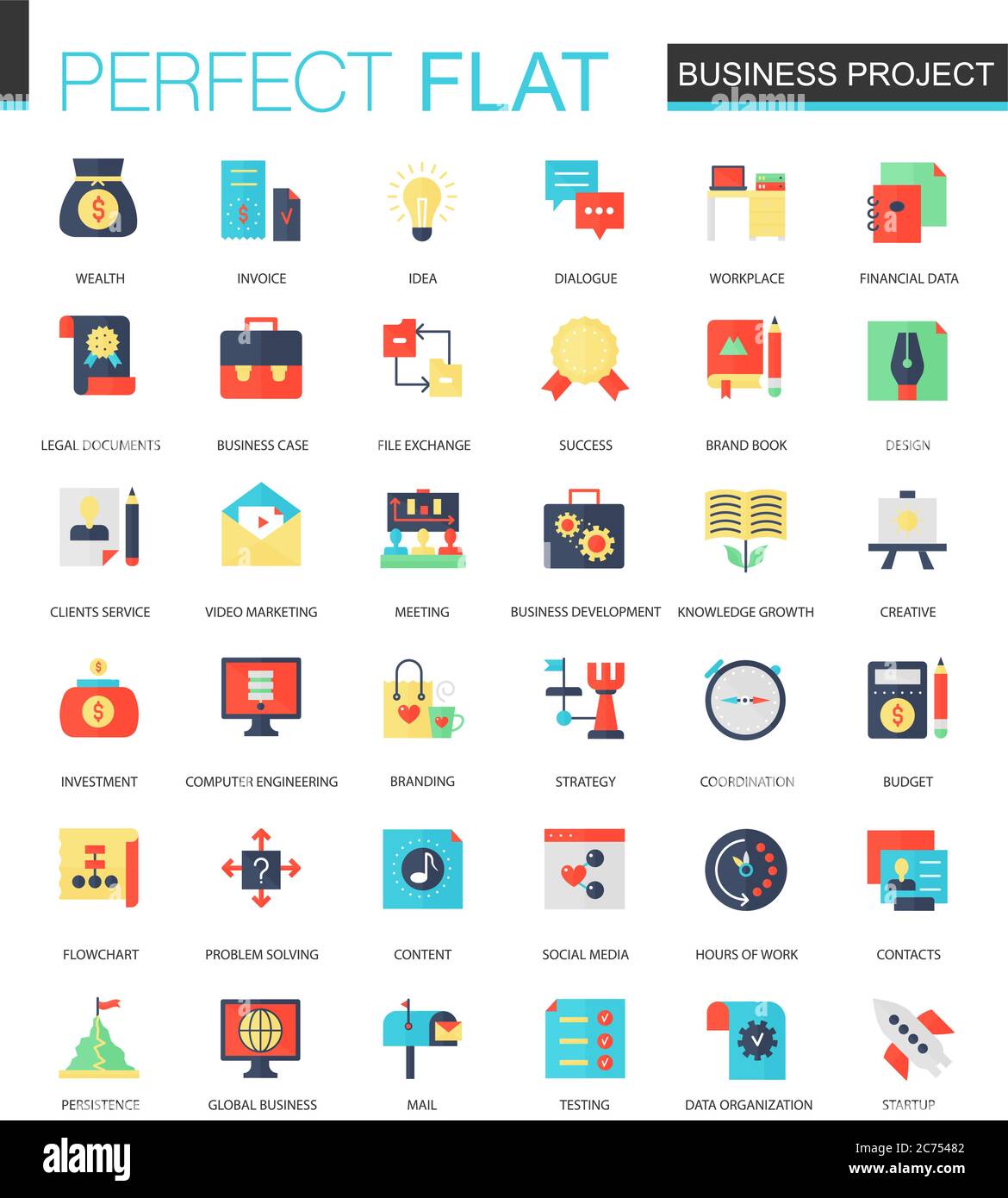 Vector set of flat Business project icons isolated Stock Vector Image ...