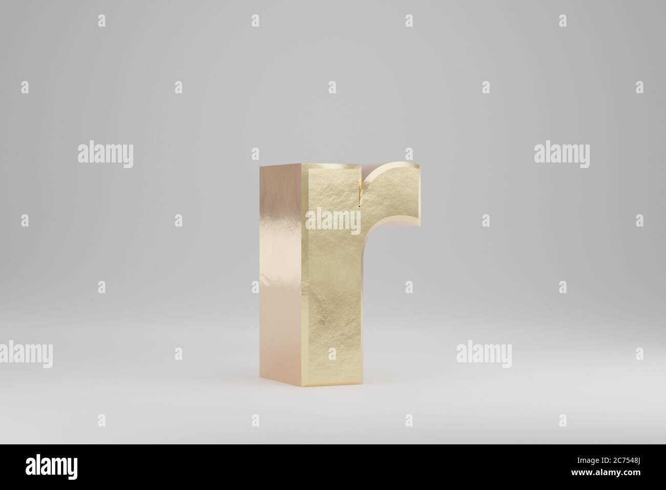 Gold 3d letter R lowercase. Golden letter isolated on white background ...