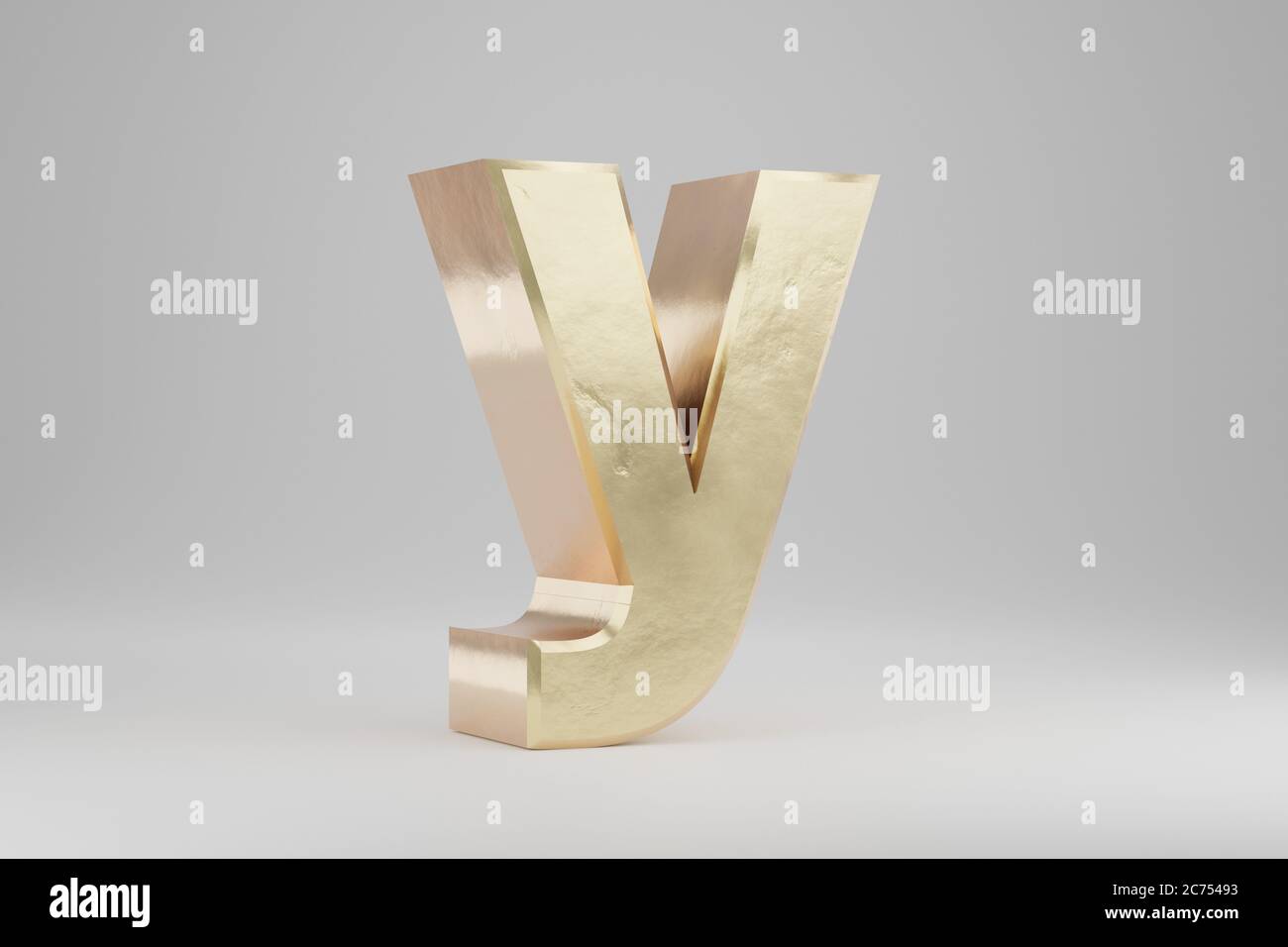 Gold 3d letter Y lowercase. Golden letter isolated on white background ...