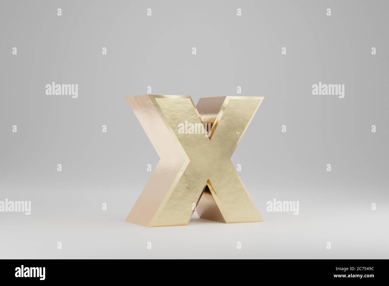 Gold 3d letter X lowercase. Golden letter isolated on white background ...