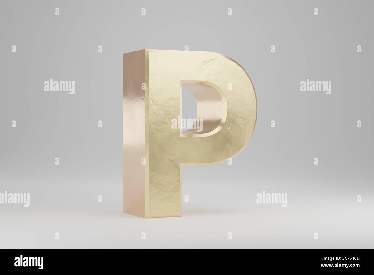 Gold 3d letter P uppercase. Golden letter isolated on white background ...