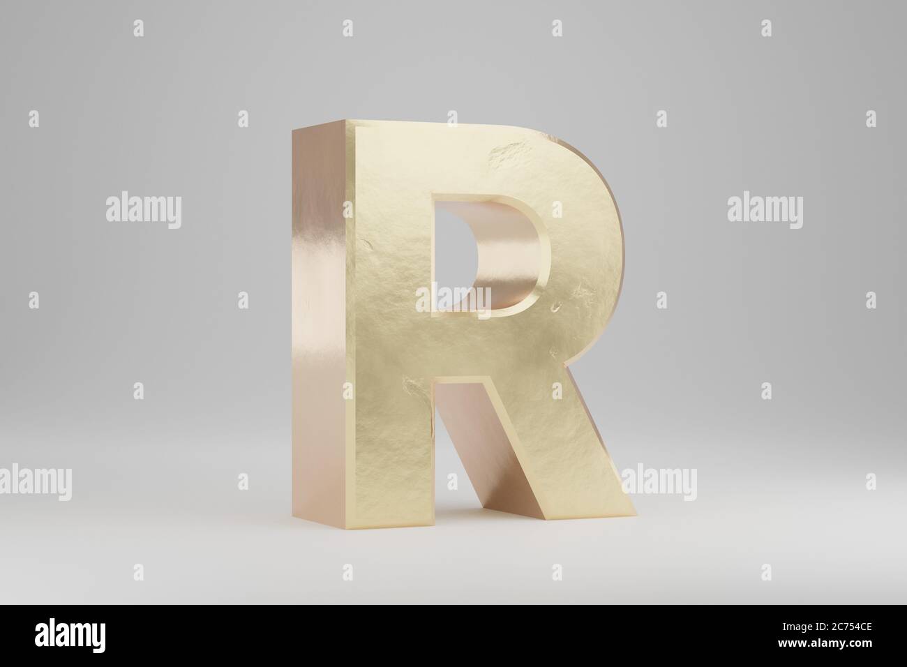 Gold 3d letter R uppercase. Golden letter isolated on white background ...