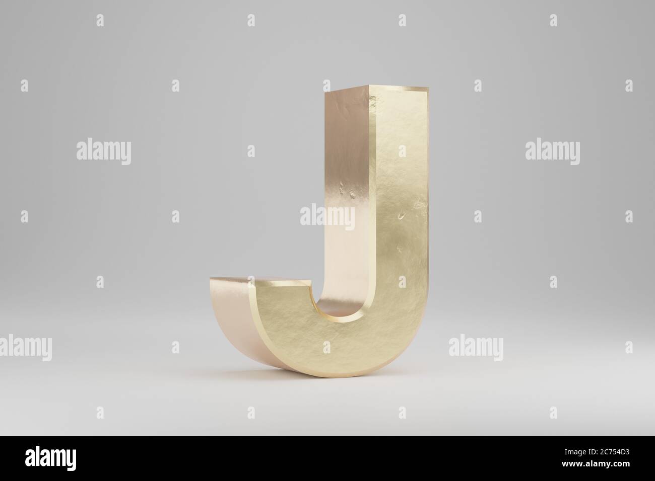 Gold 3d letter J uppercase. Golden letter isolated on white background ...