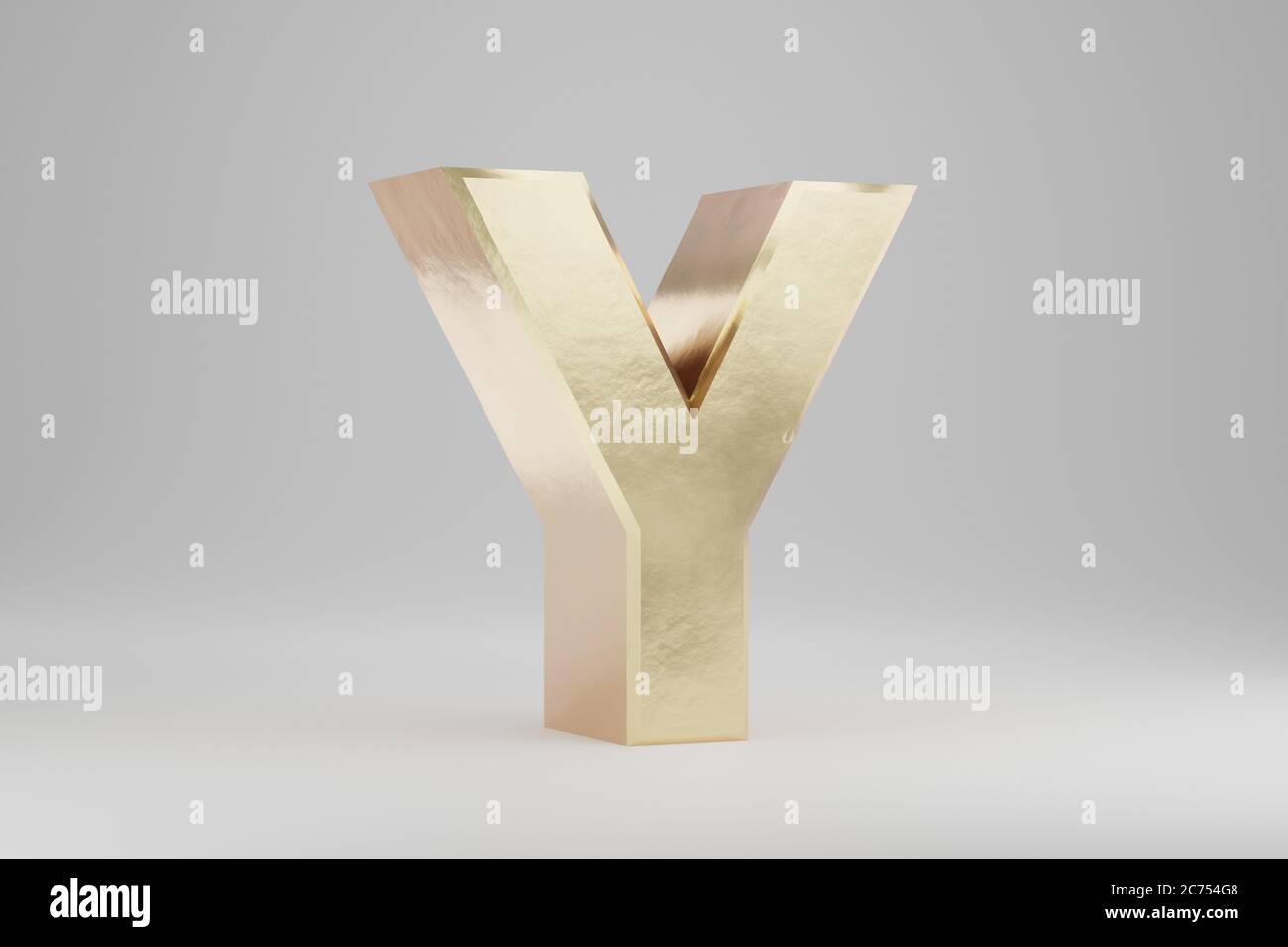 Gold 3d letter Y uppercase. Golden letter isolated on white background ...