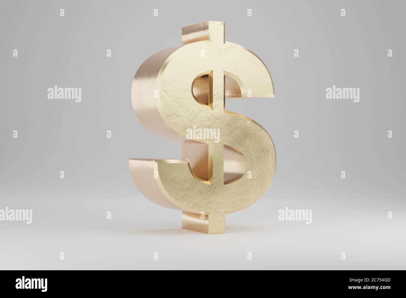Gold 3d dollar symbol. Golden sign isolated on white background. Golden ...