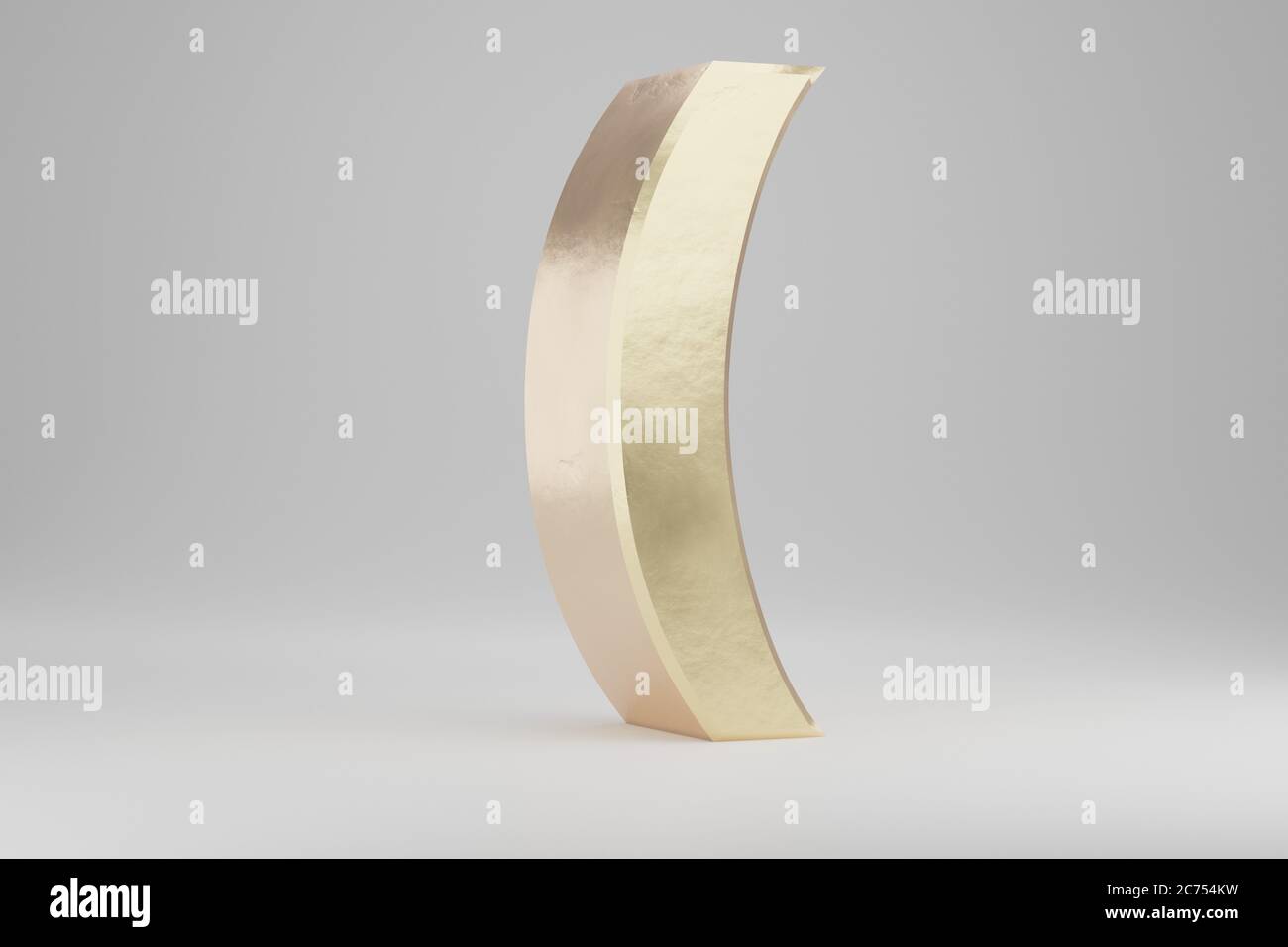 Gold 3d round bracket symbol. Golden sign isolated on white background ...