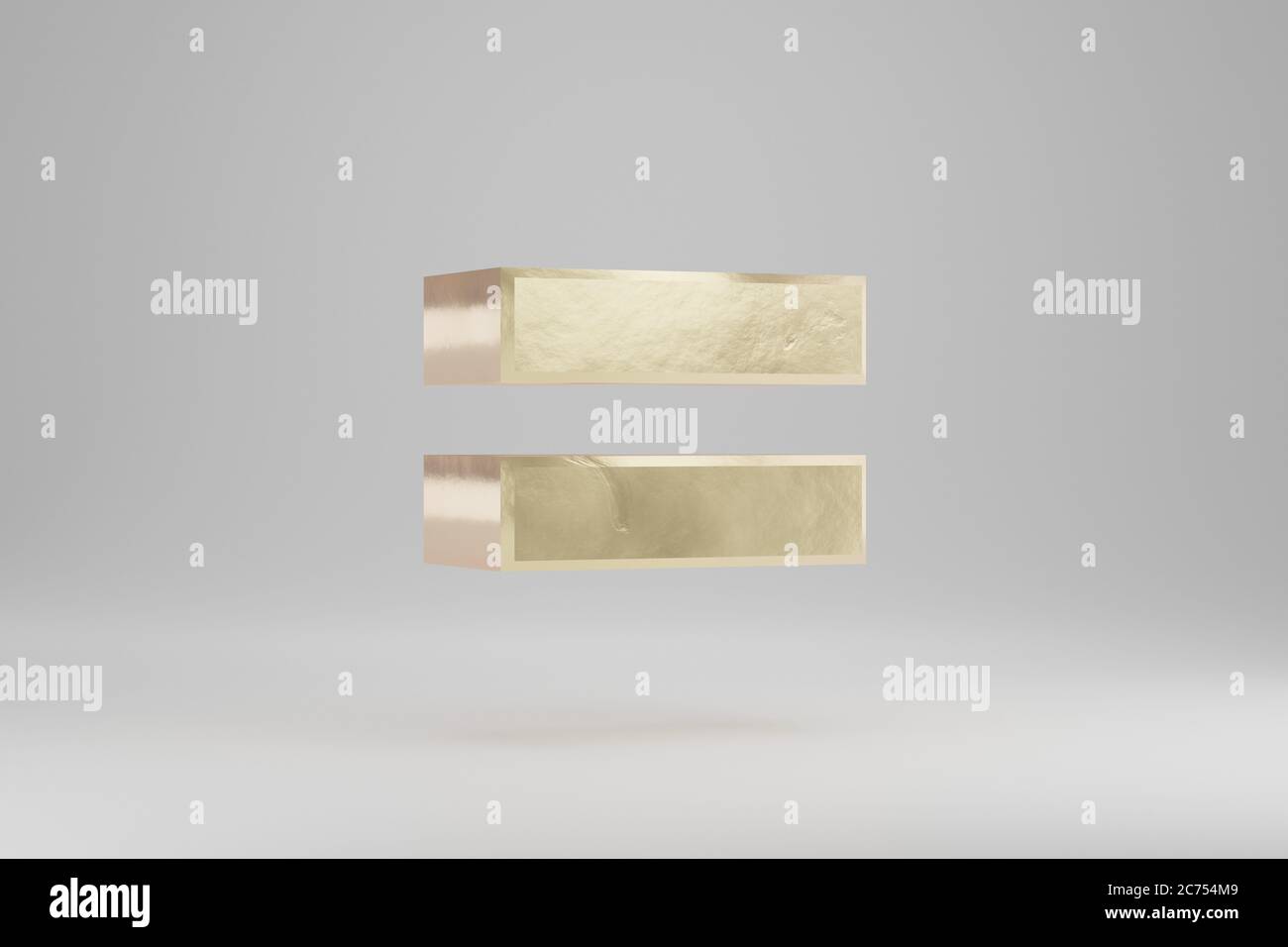 Gold 3d equals symbol. Golden sign isolated on white background. Golden ...