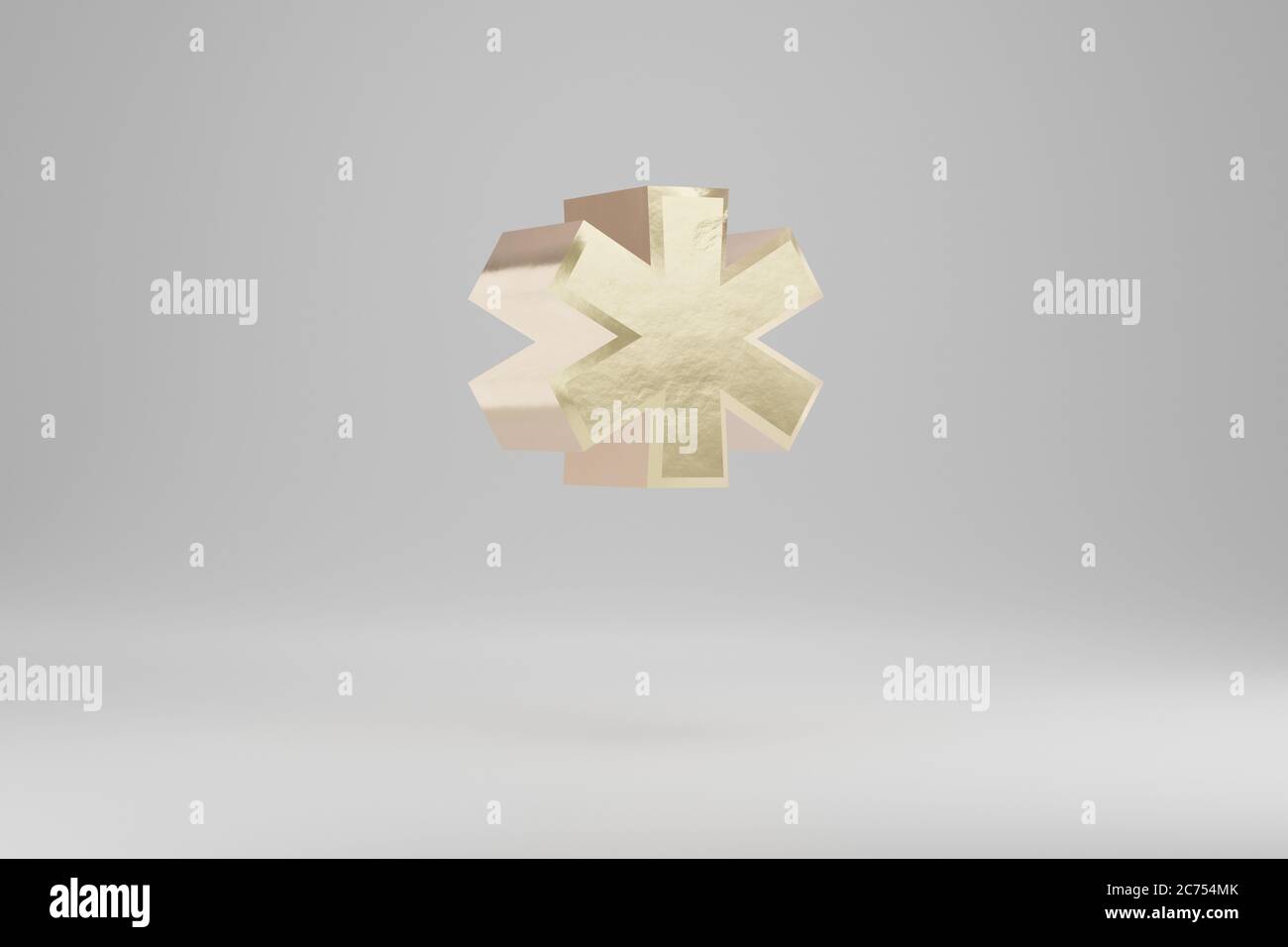 Gold 3d asterisk symbol. Golden sign isolated on white background ...