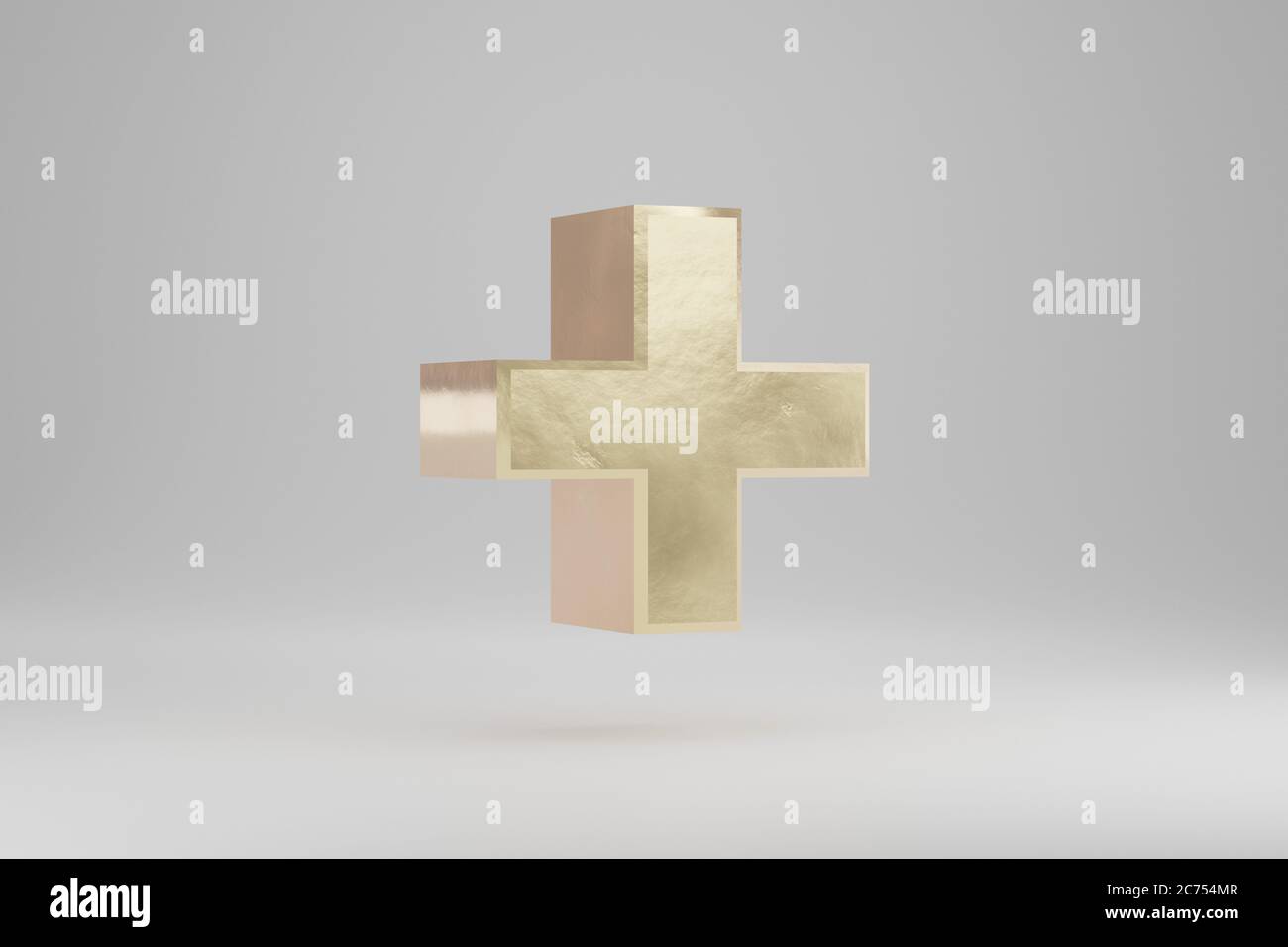 Gold 3d plus symbol. Golden sign isolated on white background. Golden ...