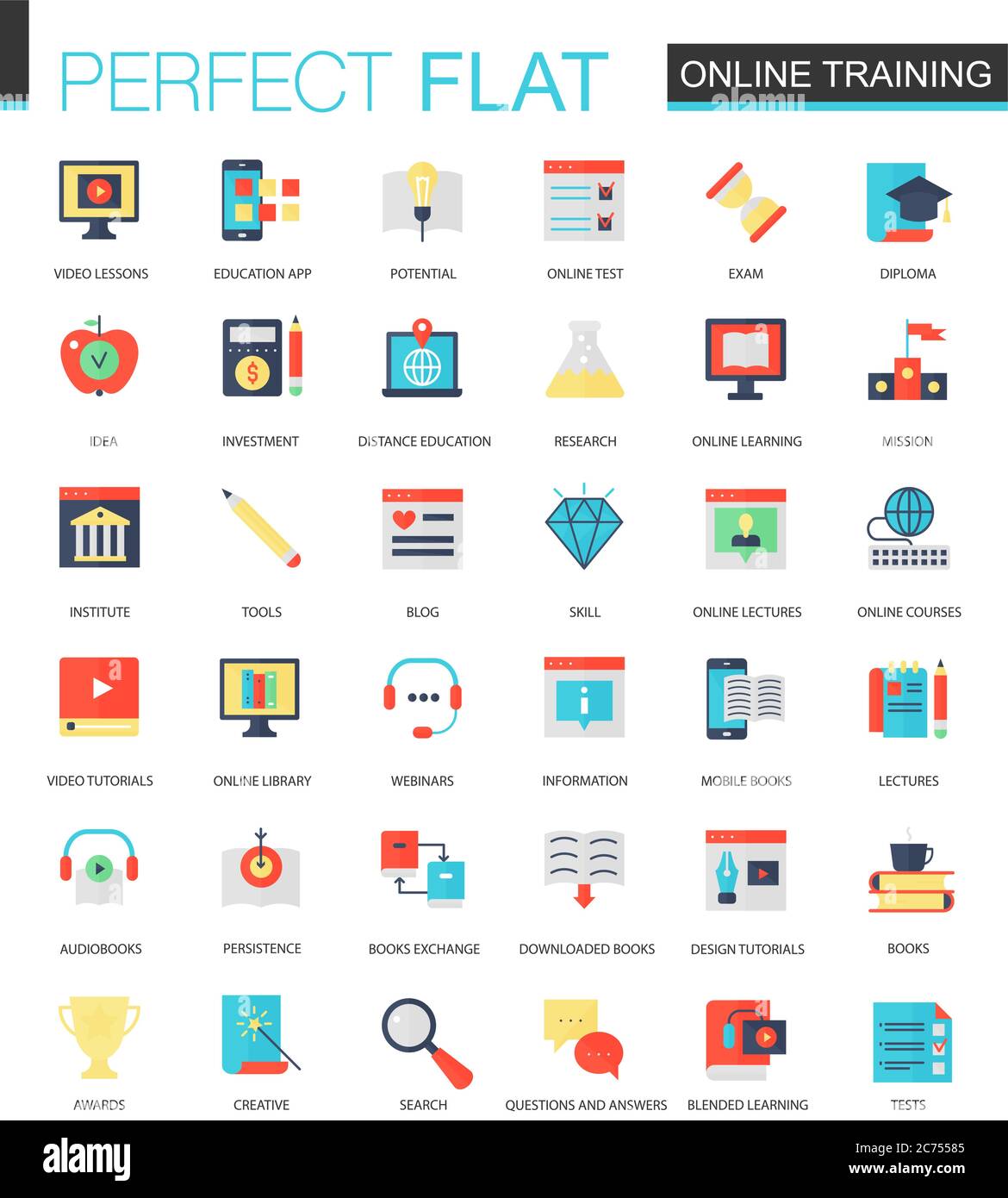 Online education isolated icons Stock Vector Images - Alamy