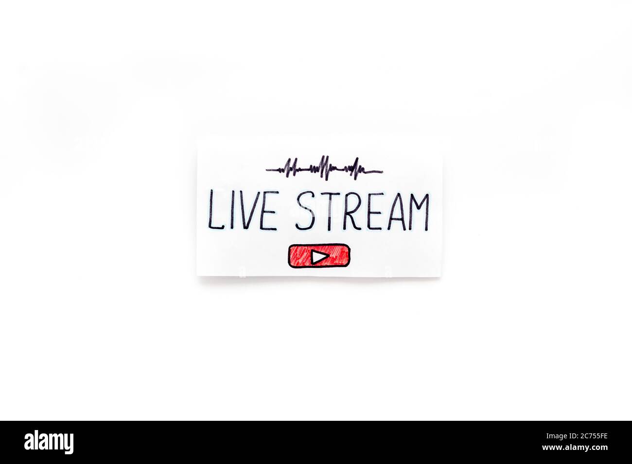 Live streaming concept - words on paper tablet on white top view Stock ...