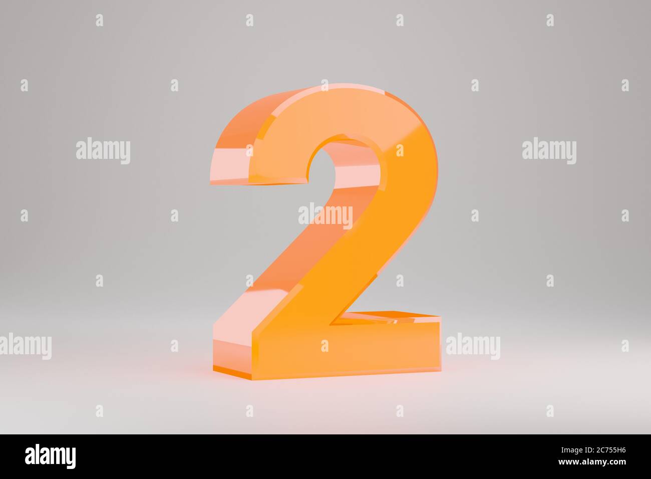 Neon 3d number 2. Yellow neon number isolated on white background ...