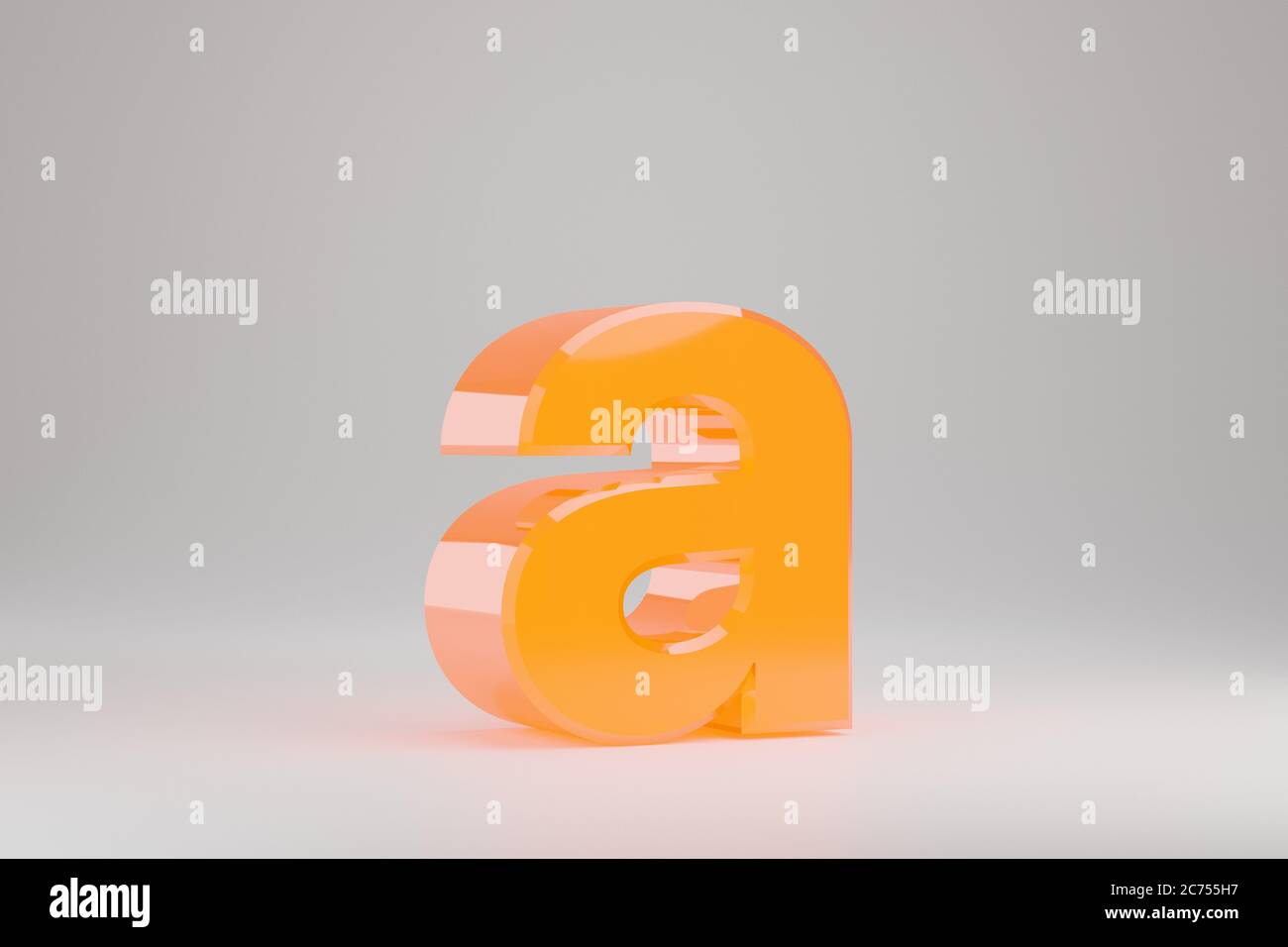 Neon 3d letter A lowercase. Yellow neon letter isolated on white ...