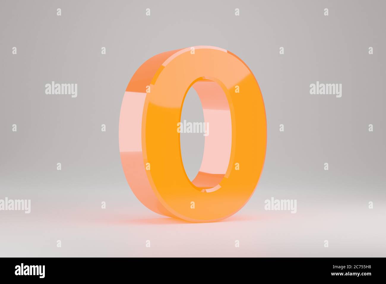 Neon 3d number 0. Yellow neon number isolated on white background ...