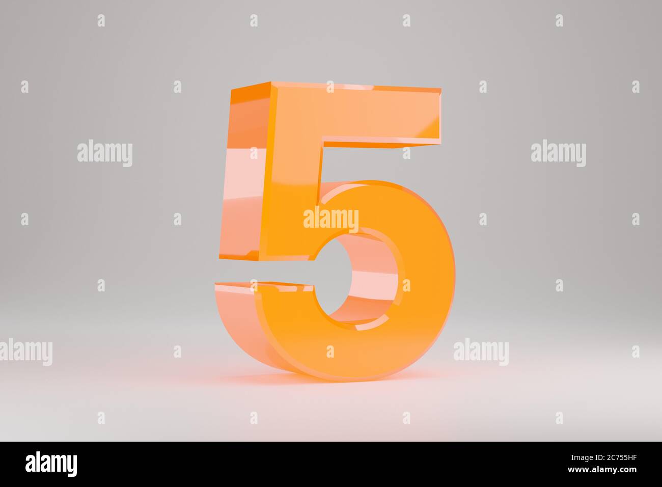 Neon 3d number 5. Yellow neon number isolated on white background ...