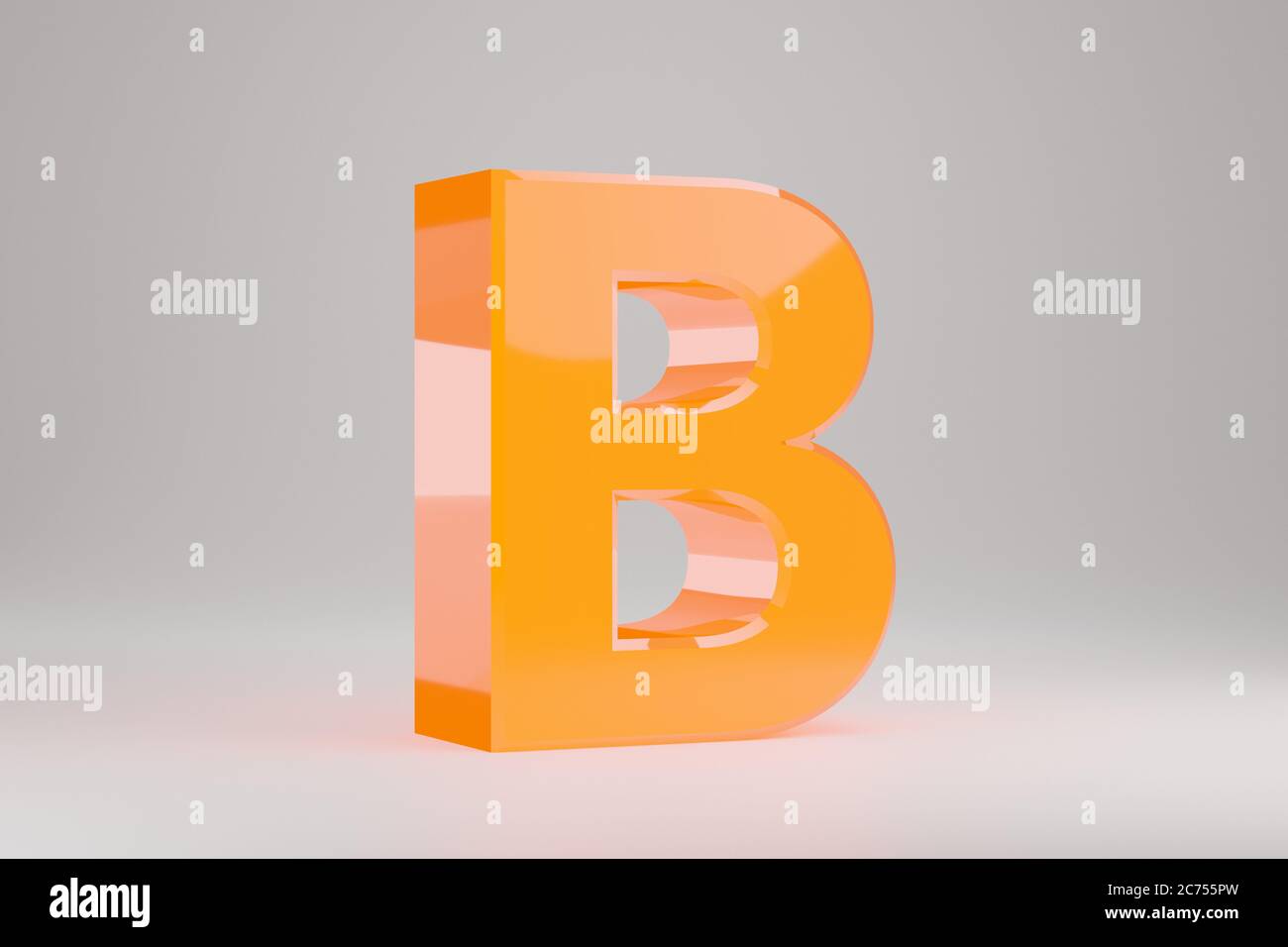 Neon 3d letter B uppercase. Yellow neon letter isolated on white ...
