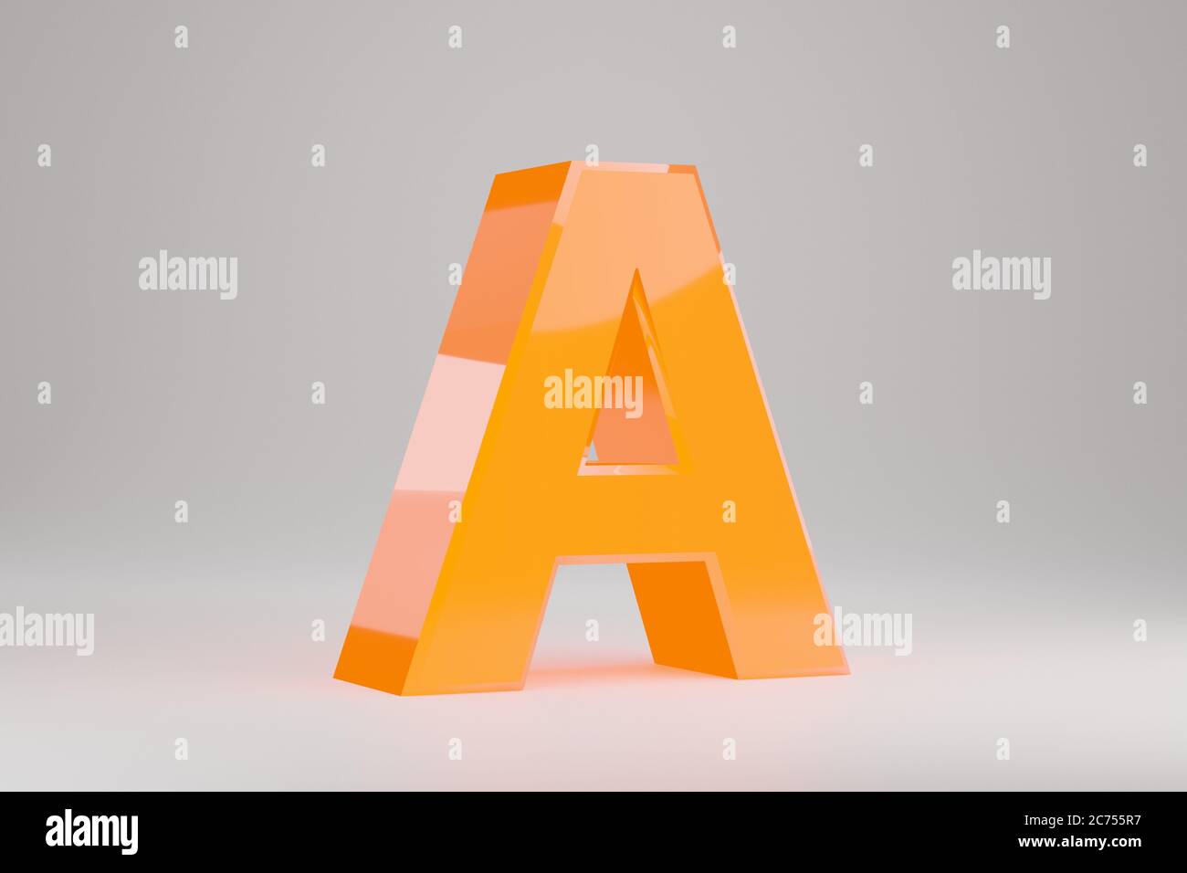 Neon 3d letter A uppercase. Yellow neon letter isolated on white ...
