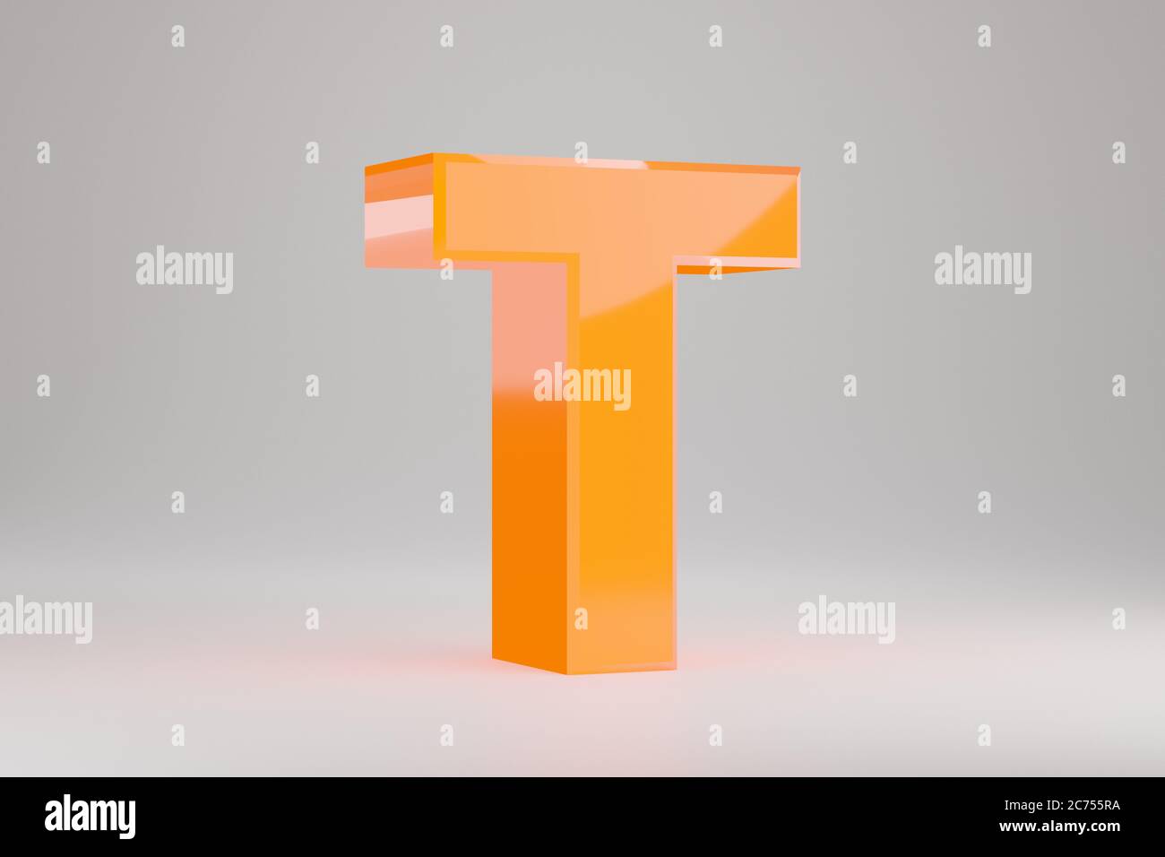 Neon 3d letter T uppercase. Yellow neon letter isolated on white ...