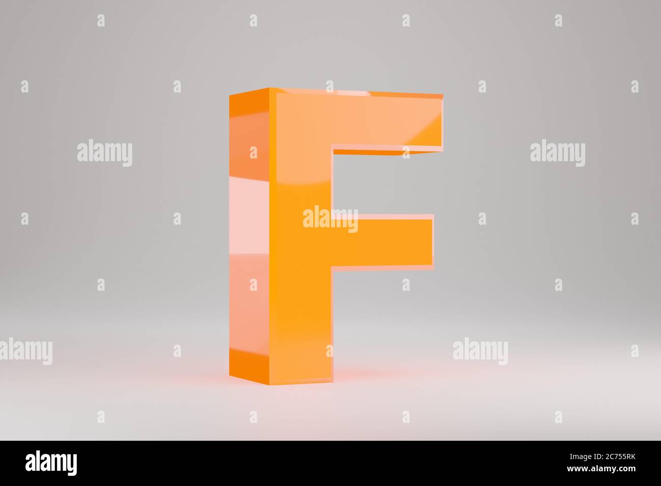 Neon 3d letter F uppercase. Yellow neon letter isolated on white background. Glossy yellow neon ...