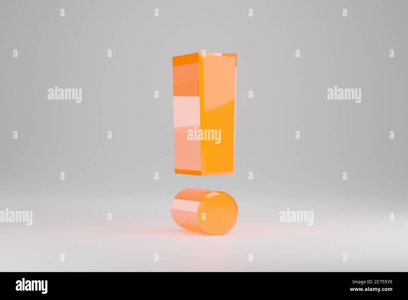 Neon 3d exclamation symbol. Yellow neon sign isolated on white ...