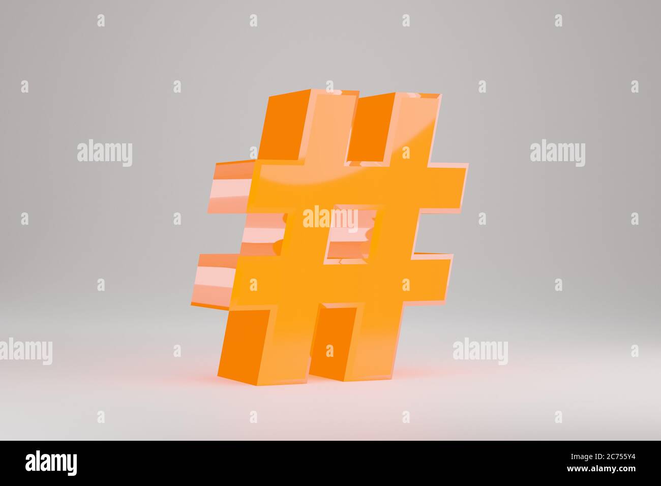 Neon 3d hashtag symbol. Yellow neon sign isolated on white background ...