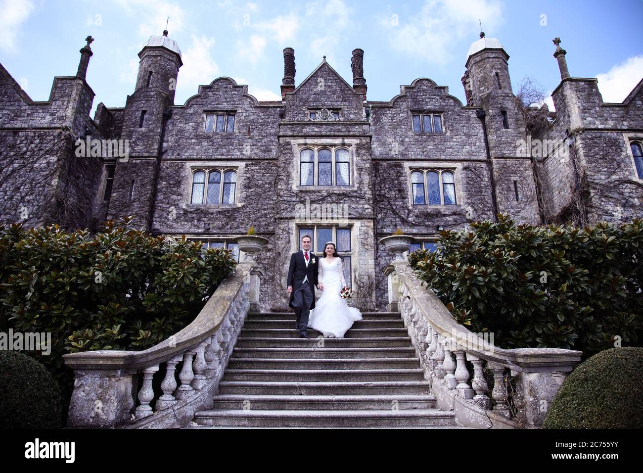 Bride & groom couple at Eastwell Manor Wedding venue Stock Photo - Alamy