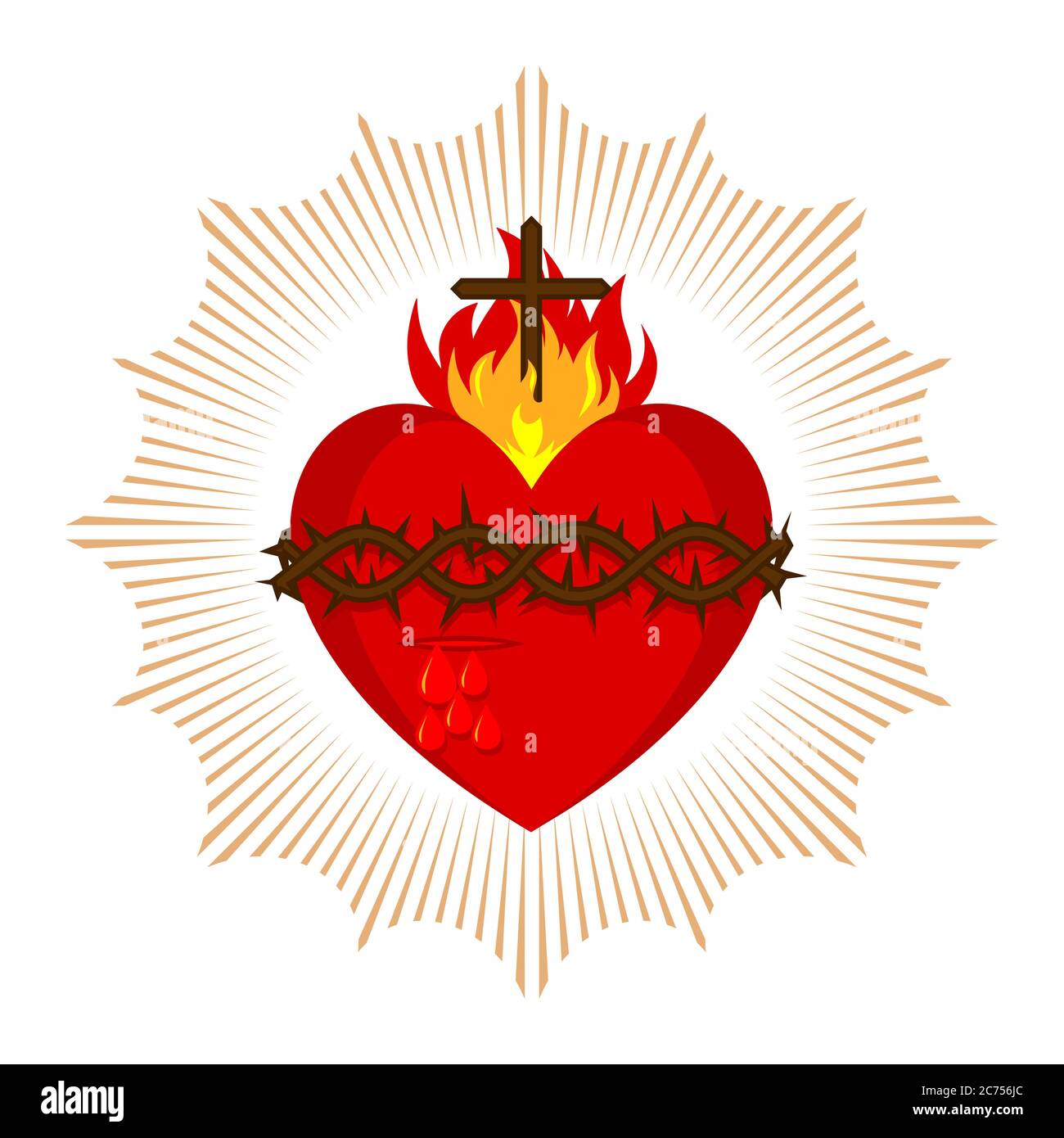 Sacred Heart of Jesus Christ, Lord and Savior of the world. Cross in ...
