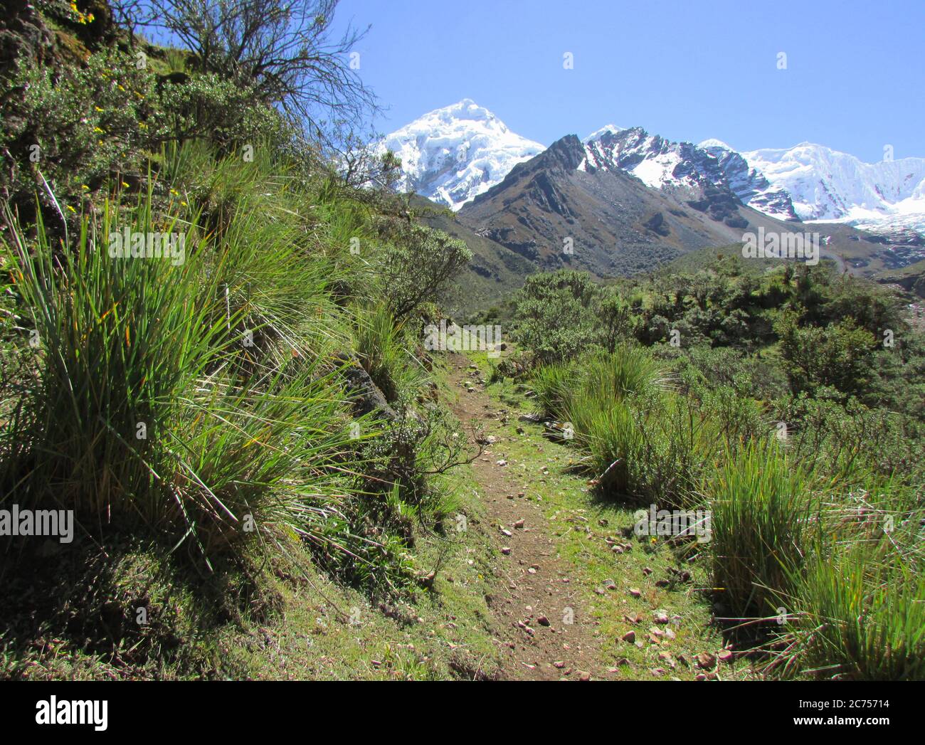 Secluded valleys within the foothills of Huascaran range or Cordillera ...