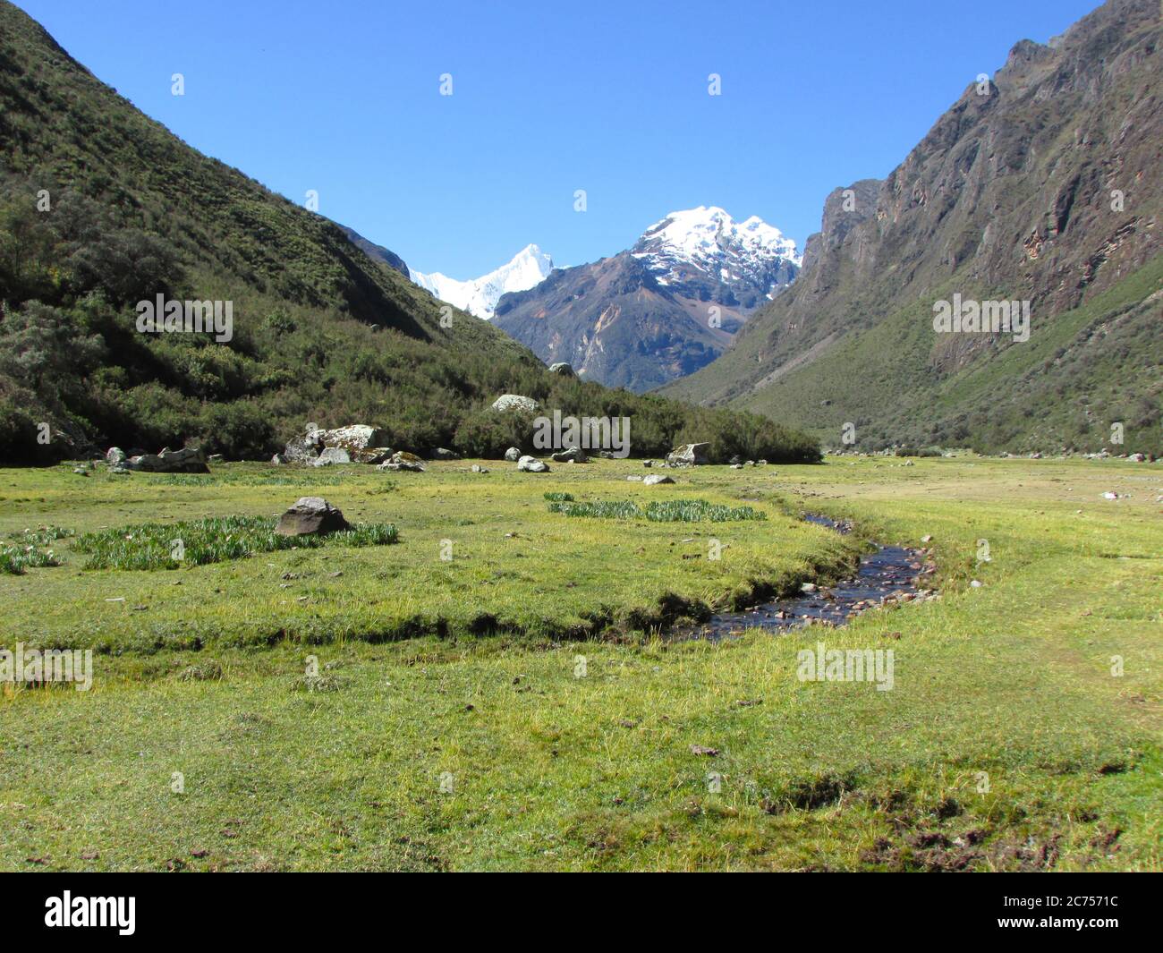 Secluded valleys within the foothills of Huascaran range or Cordillera ...