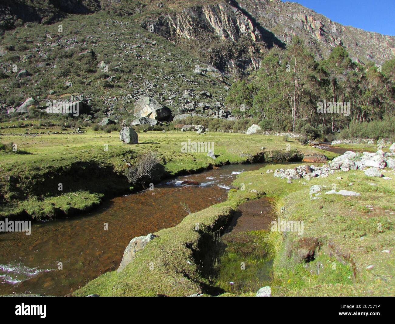 Secluded valleys within the foothills of Huascaran range or Cordillera ...