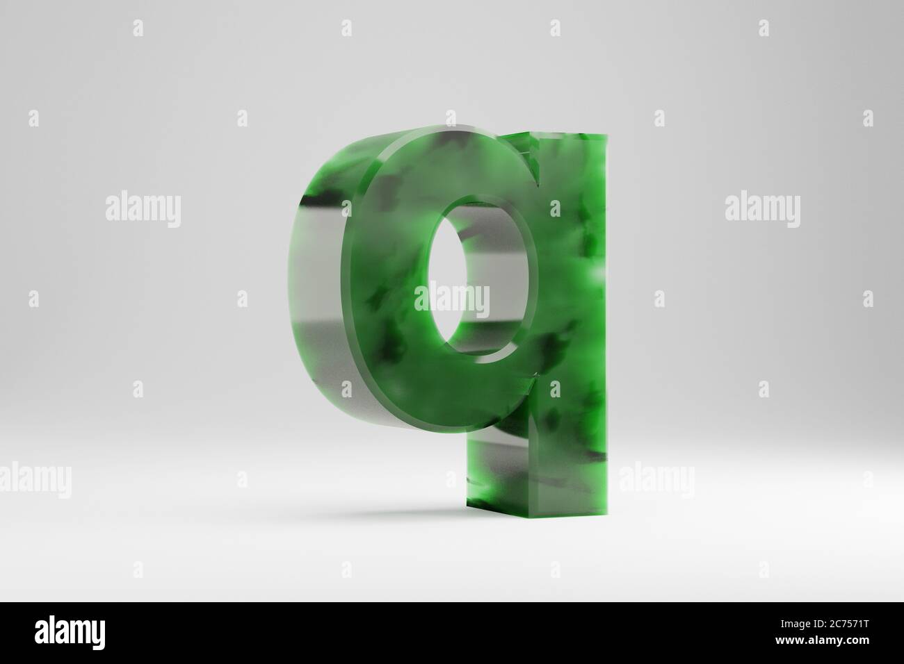 Jade 3d letter Q lowercase. Jade letter isolated on white background ...