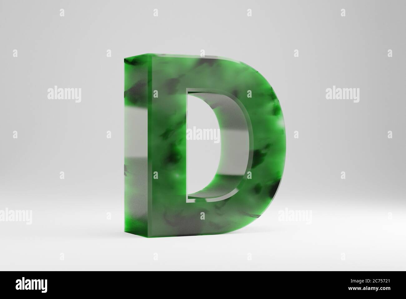 Jade 3d letter D uppercase. Jade letter isolated on white background ...