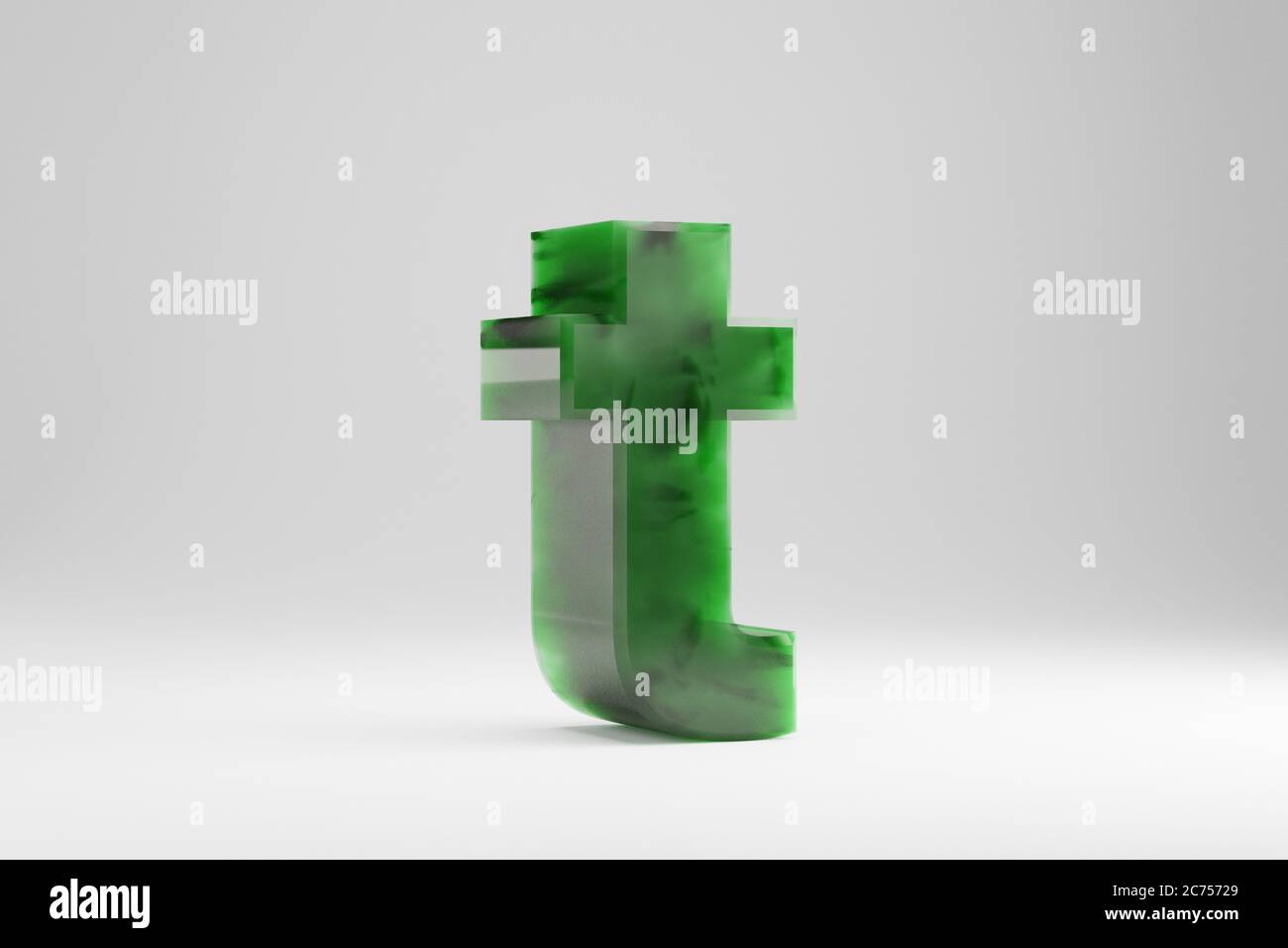 Jade 3d letter T lowercase. Jade letter isolated on white background ...