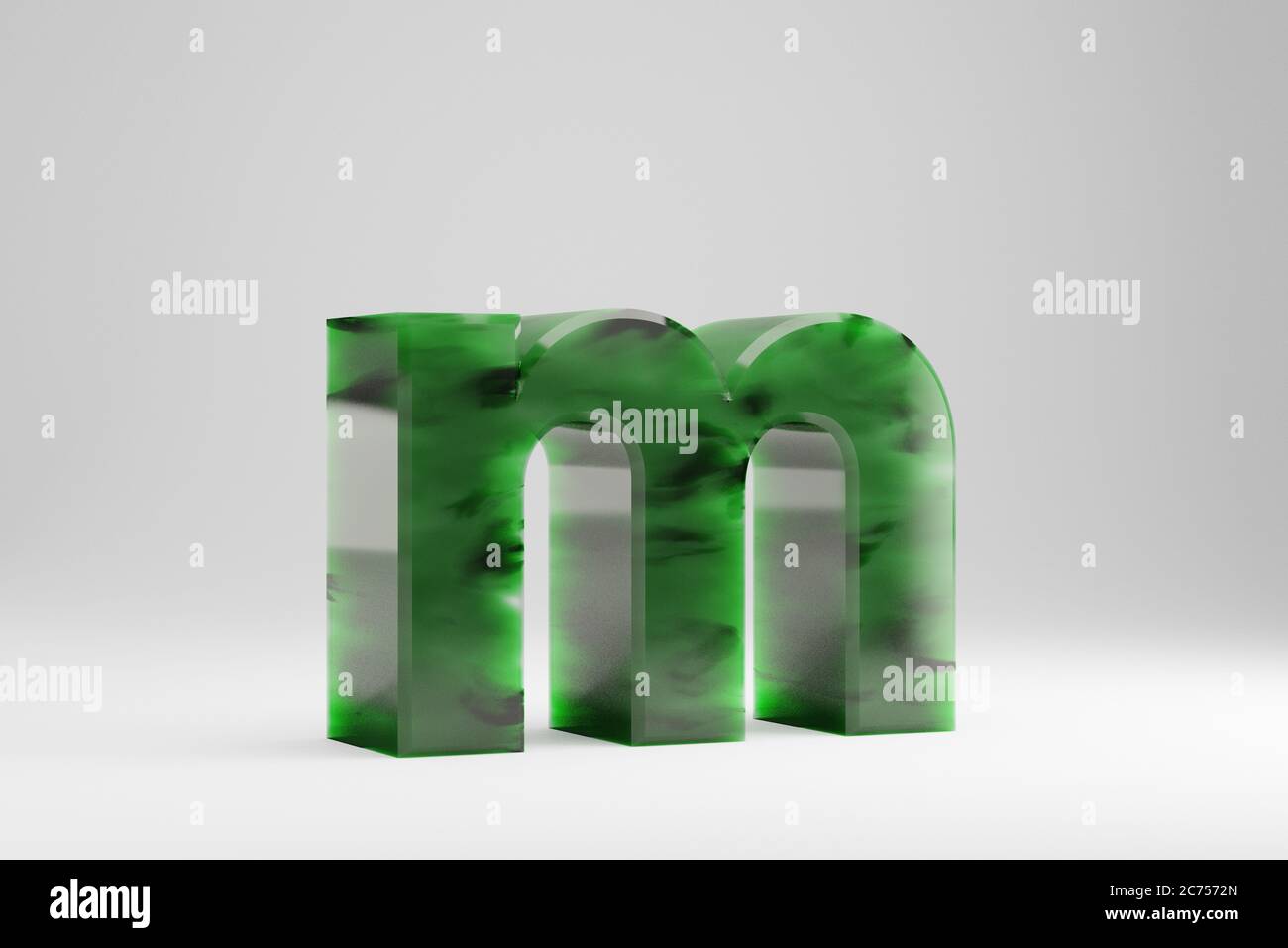 Jade 3d letter M lowercase. Jade letter isolated on white background ...