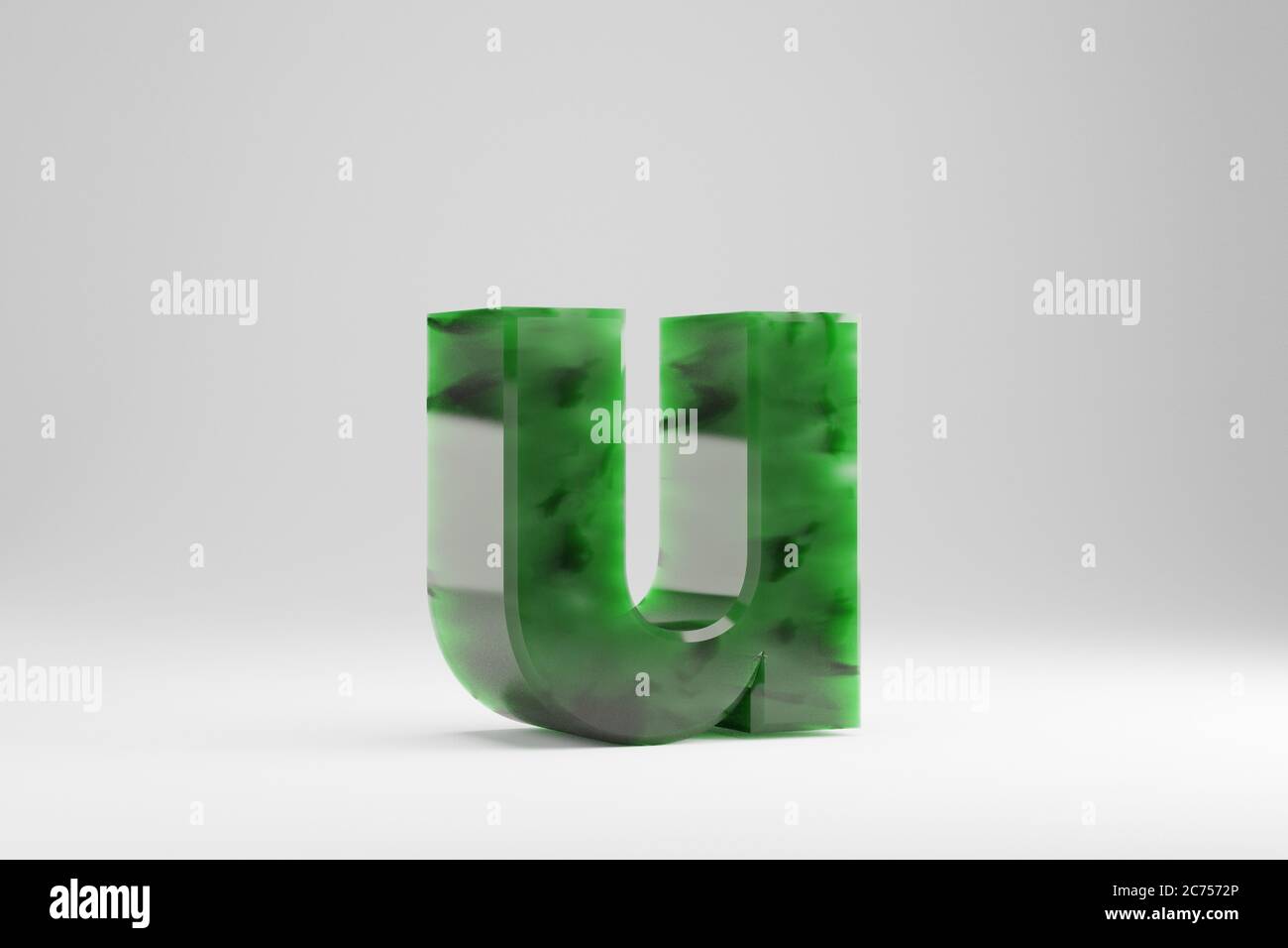 Jade 3d letter U lowercase. Jade letter isolated on white background ...