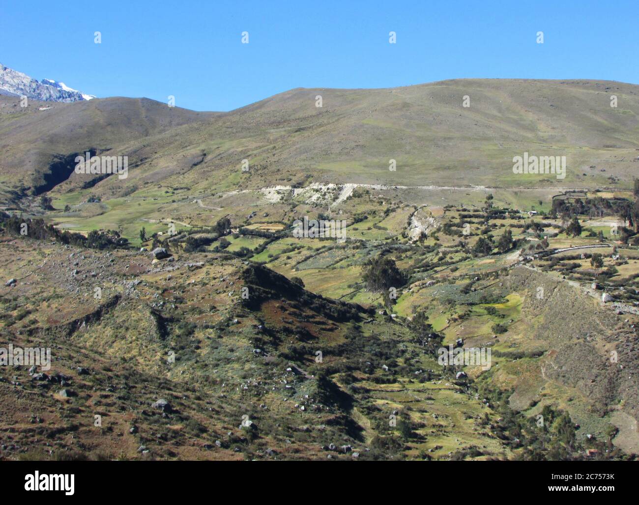 Secluded valleys within the foothills of Huascaran range or Cordillera ...